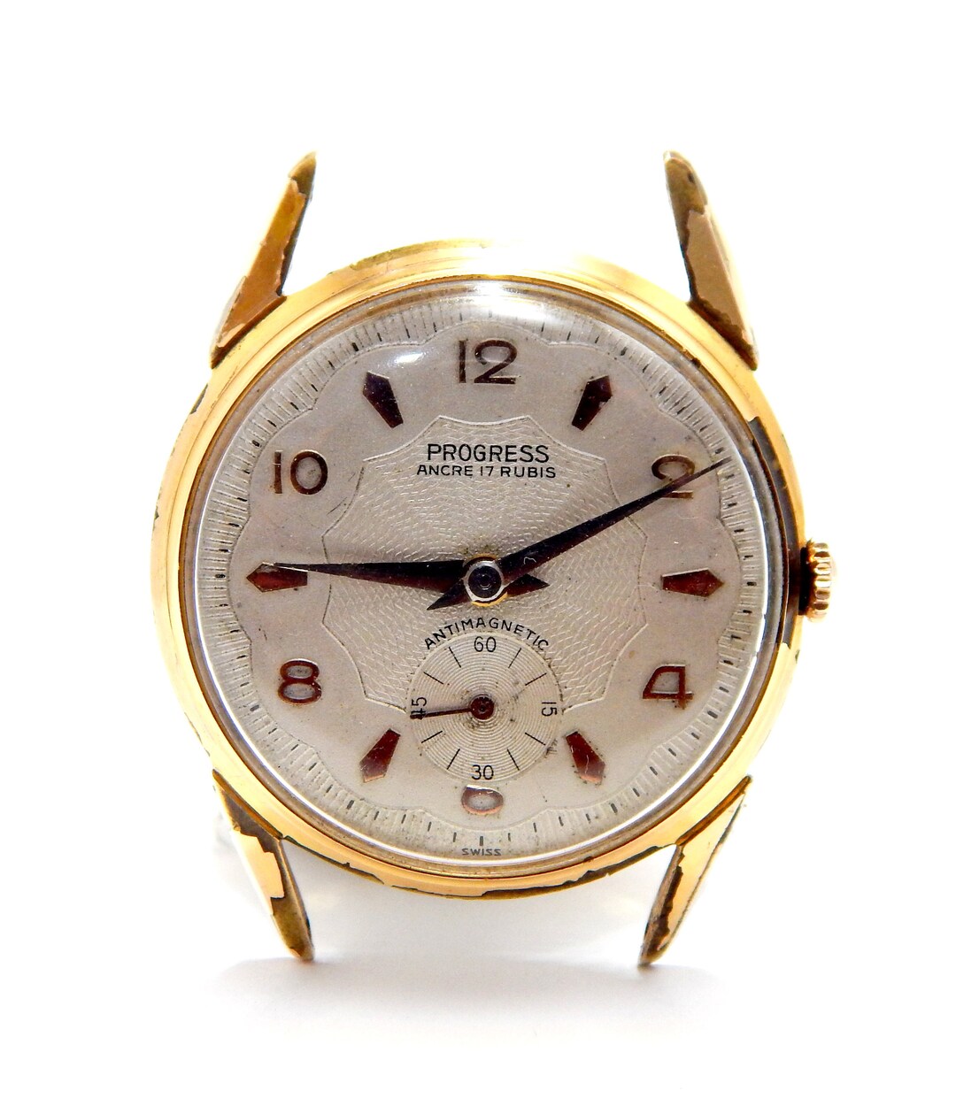 Vintage Watch, PROGRESS, Hand Winding, 17 Jewels, Case Gold Plated ...