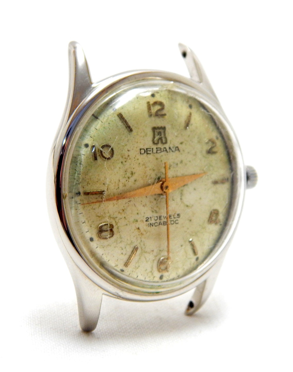 Vintage Watch, Watch DELBANA, Mechanic, 21 Jewels, Case Stainless Steel ...