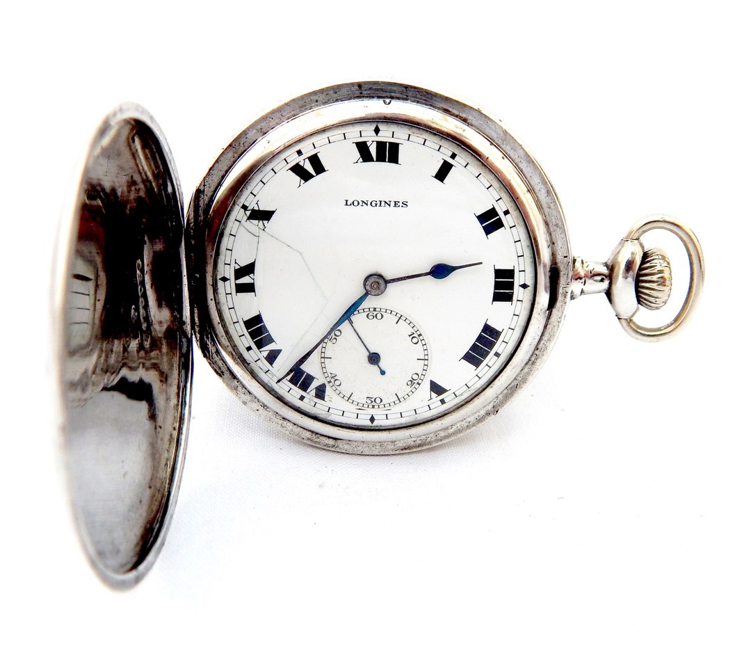 Antique LONGINES, Pocket Watch, Pocket Hunter, Hand Winding, Dial ...