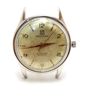 Vintage Watch, Watch DELBANA, Mechanic, 21 Jewels, Case Stainless Steel ...
