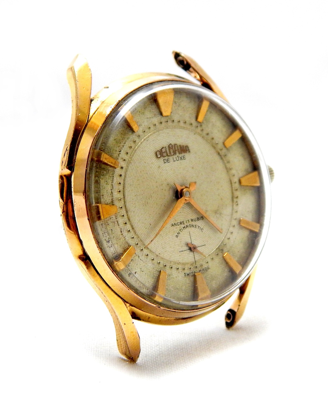 Vintage Watch, Watch DELBANA, Dial Textured, Wrist Watch, Hand Winding ...