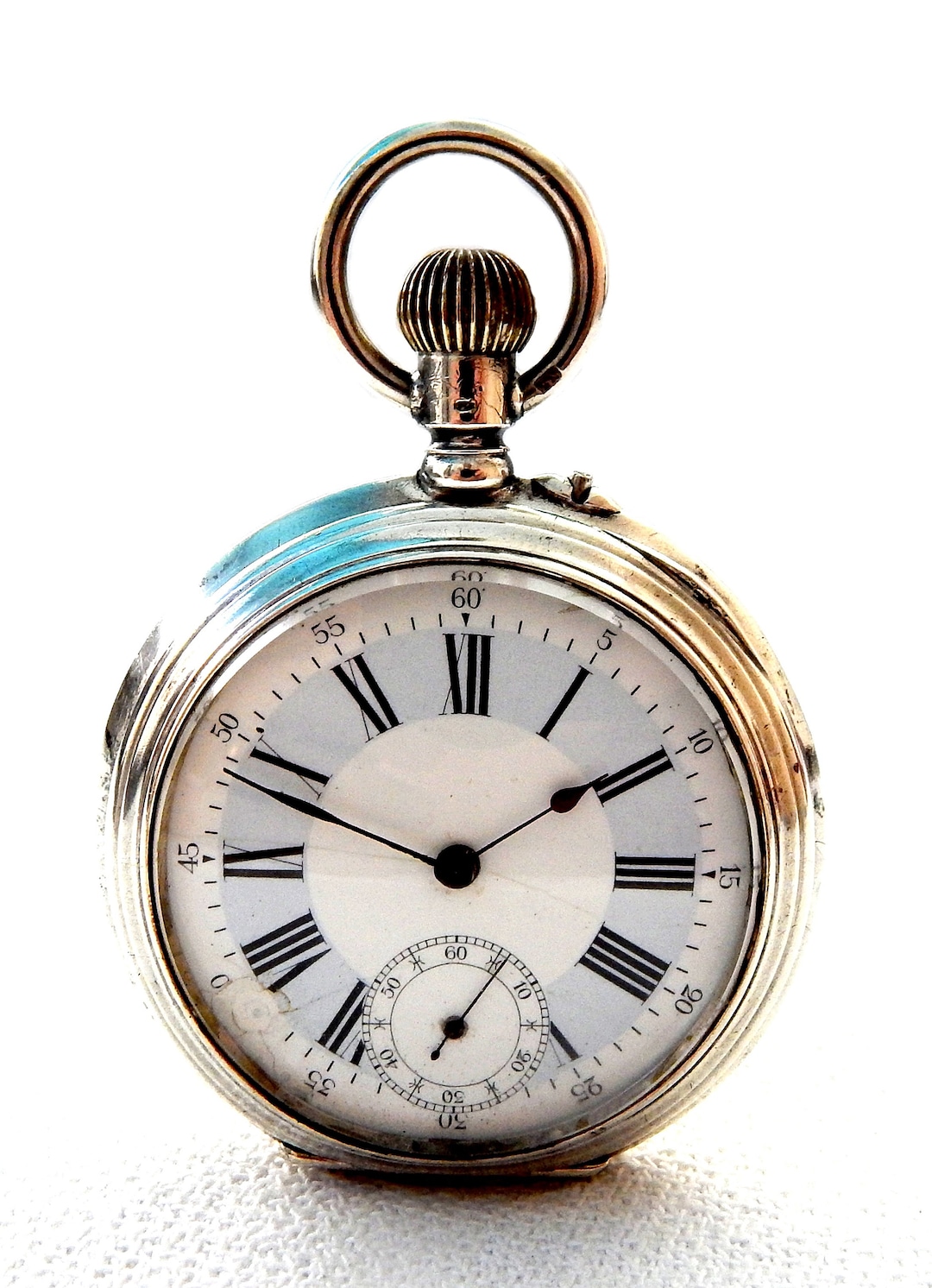 Antique Pocket Watch, Open Face, Hand Winding, Dial Porcelain, Case ...