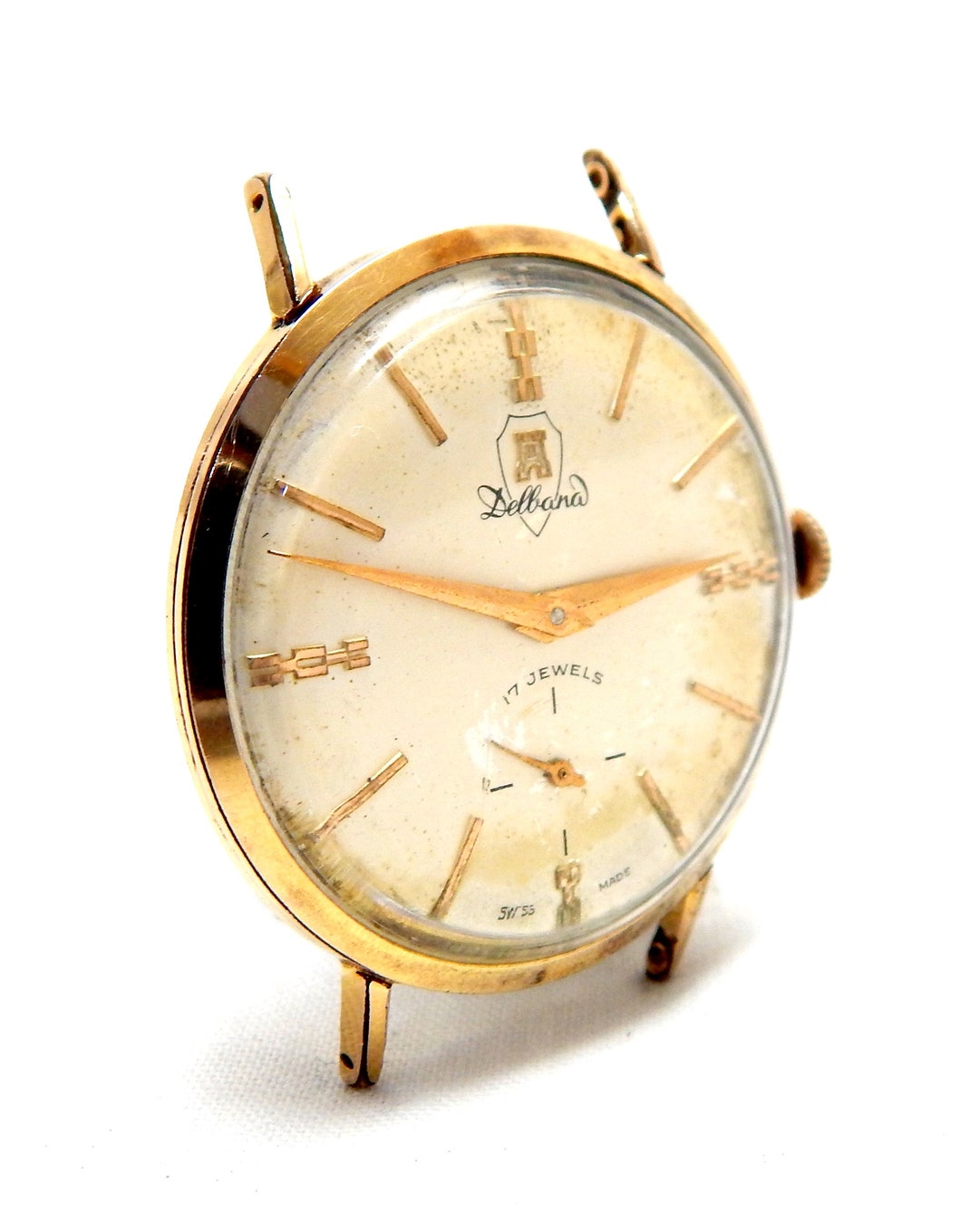 Vintage Watch, Watch DELBANA, Hand Winding, 17 Jewels, Case Gold Plated ...