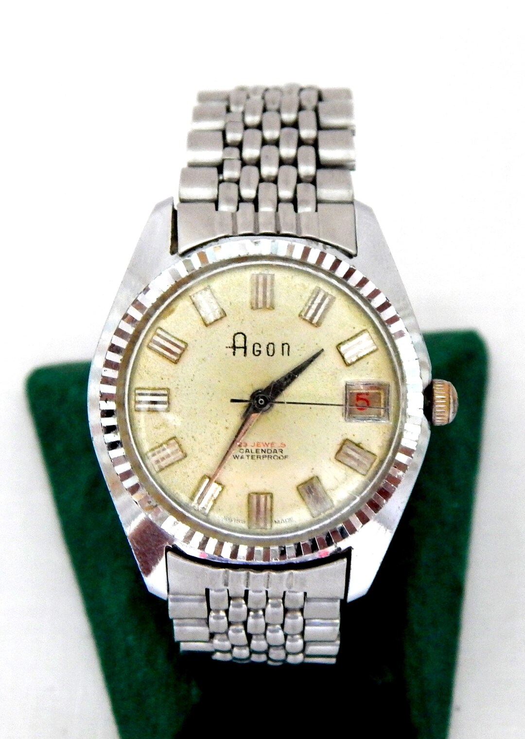 Vintage Watch, AGON, Hand Winding, 23 Jewels, Case Stainless Steel ...