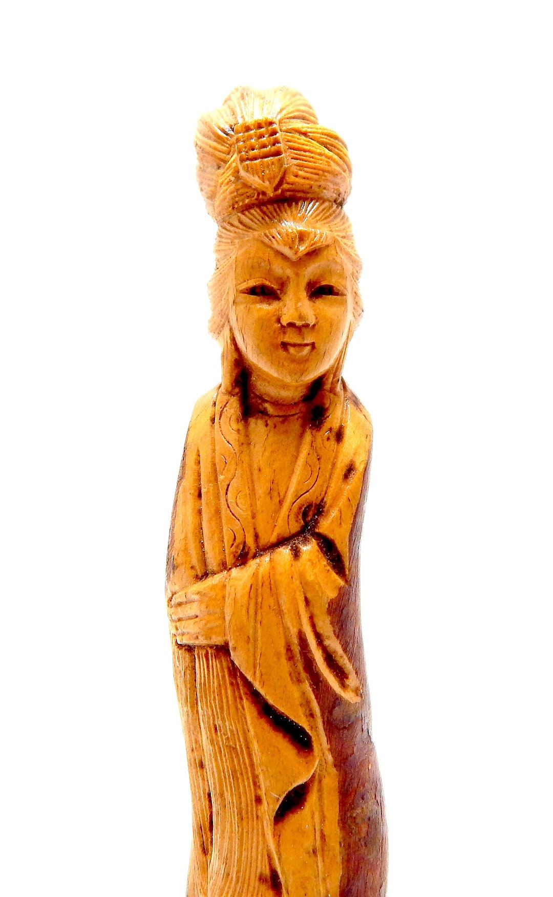 Bamboo Carved Root Artistic Figure, Hand Carved Geisha Figure Chinese ...