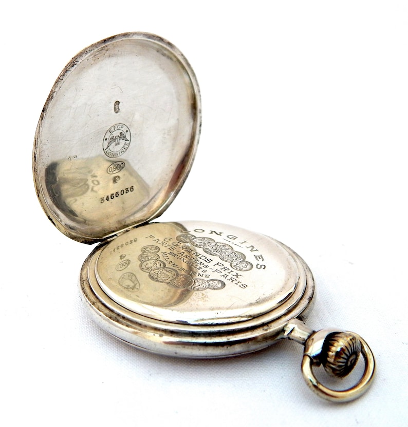 Antique LONGINES, Pocket Watch, Pocket Hunter, Hand Winding, Dial ...