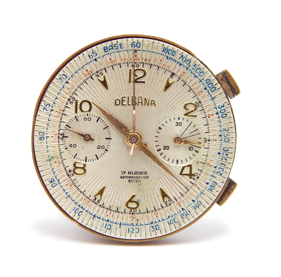 Vintage Chronograph, Movement DELBANA, Hand Winding, Caliber 248, 17 ...
