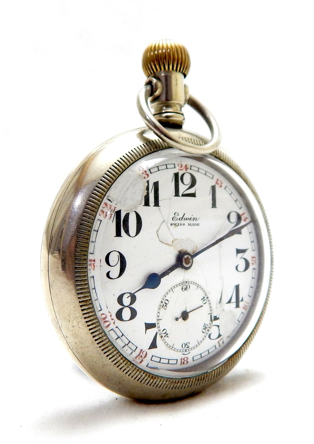 Antique Pocket, Watch EDWIN, Hand Winding, Railroad, Open Face, Circa ...