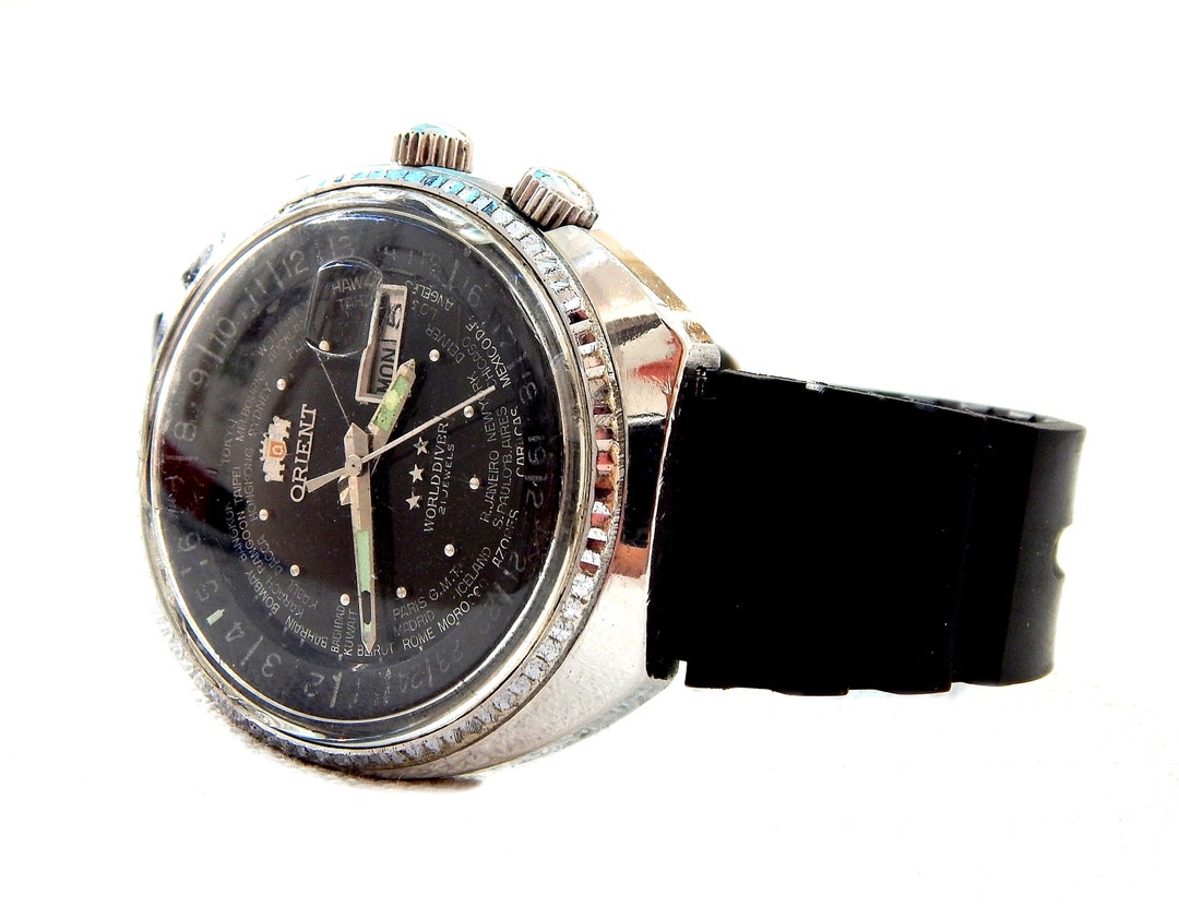 Vintage Watch, ORIENT World Timer Day, Diver, Automatic, Reference ...