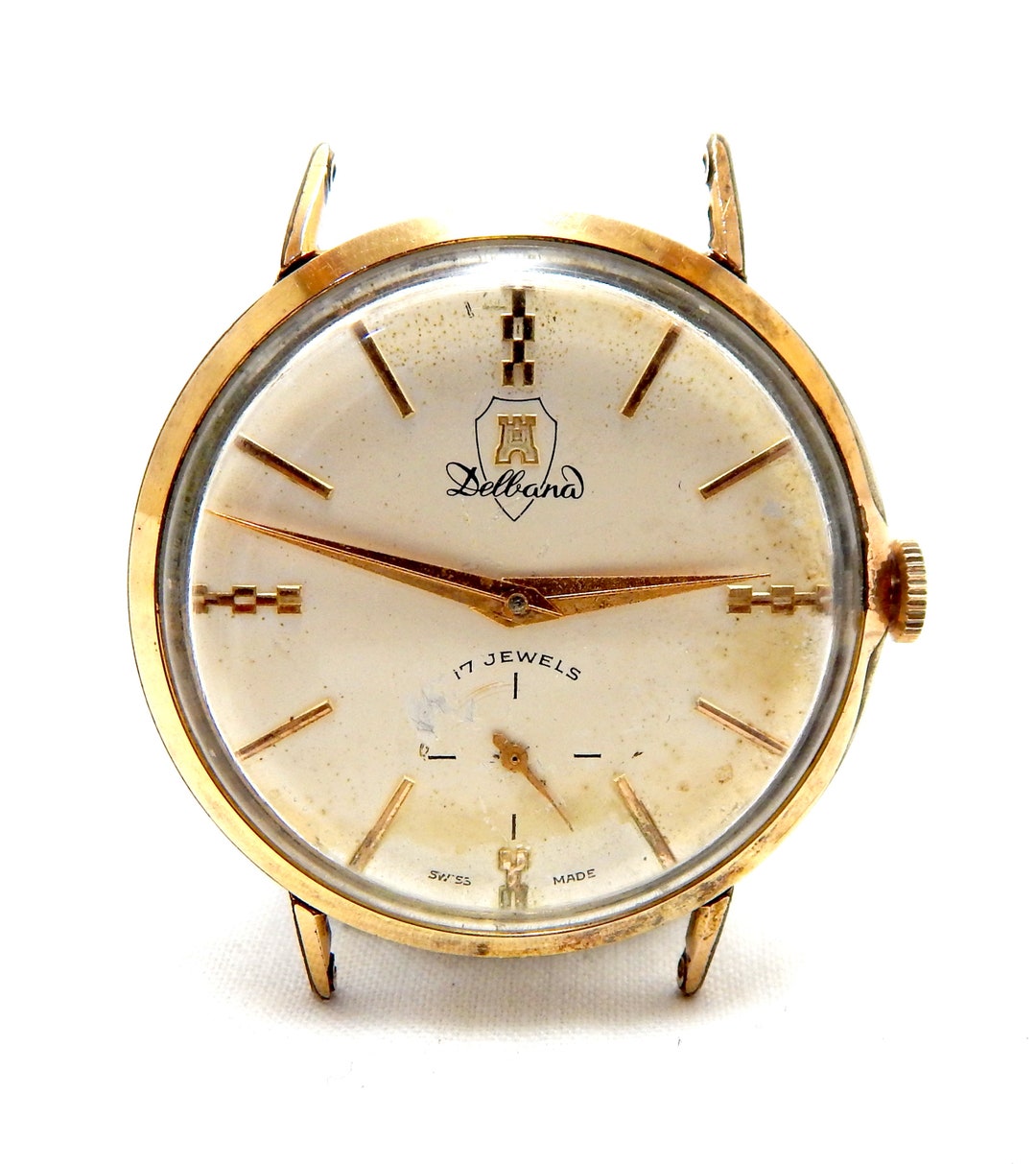 Vintage Watch, Watch DELBANA, Hand Winding, 17 Jewels, Case Gold Plated ...