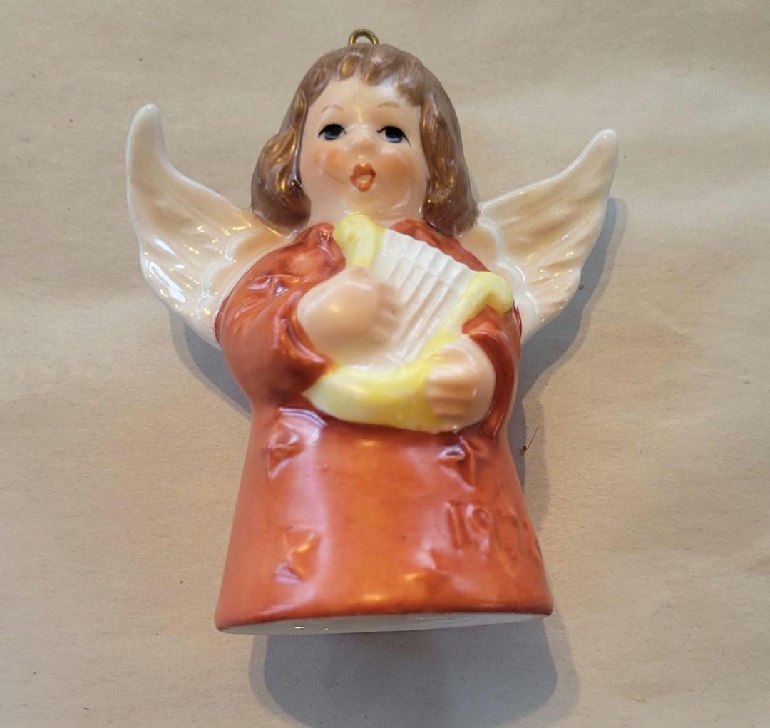 Goebel ANGEL BELL ORNAMENT Red Angel With Harp 1978 - Etsy