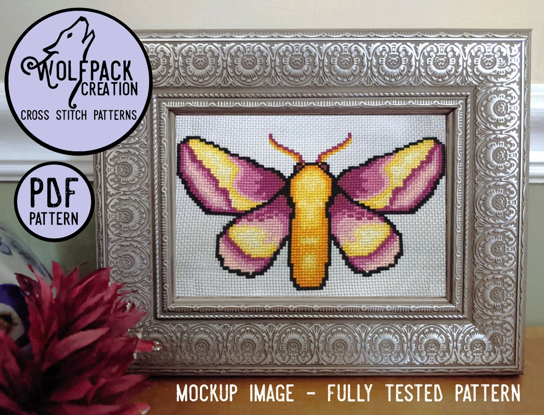 Rosy Maple Moth Cross Stitch Pattern - Etsy
