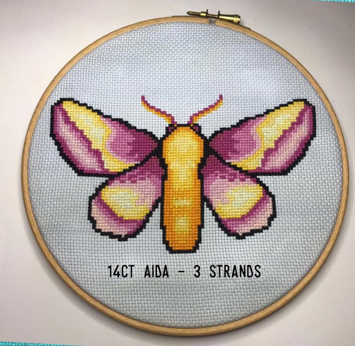 Rosy Maple Moth Cross Stitch Pattern | Etsy