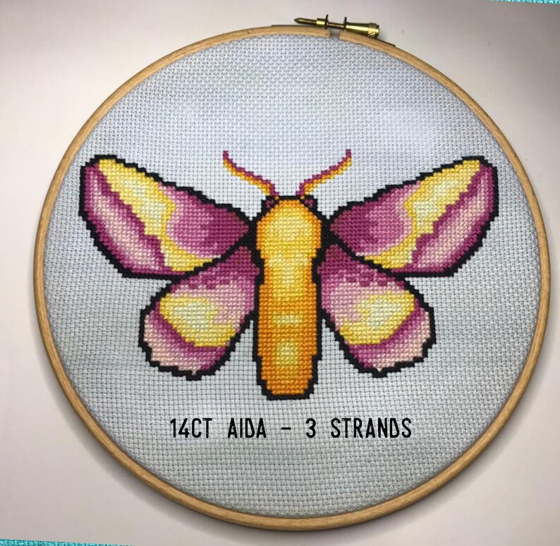 Rosy Maple Moth Cross Stitch Pattern | Etsy