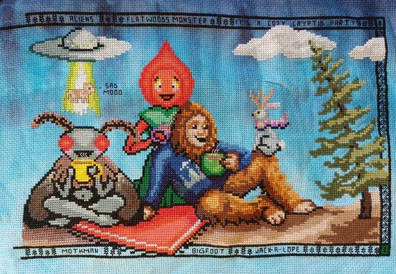 It's a Cozy Cryptids Party Cross Stitch Pattern - Etsy Australia