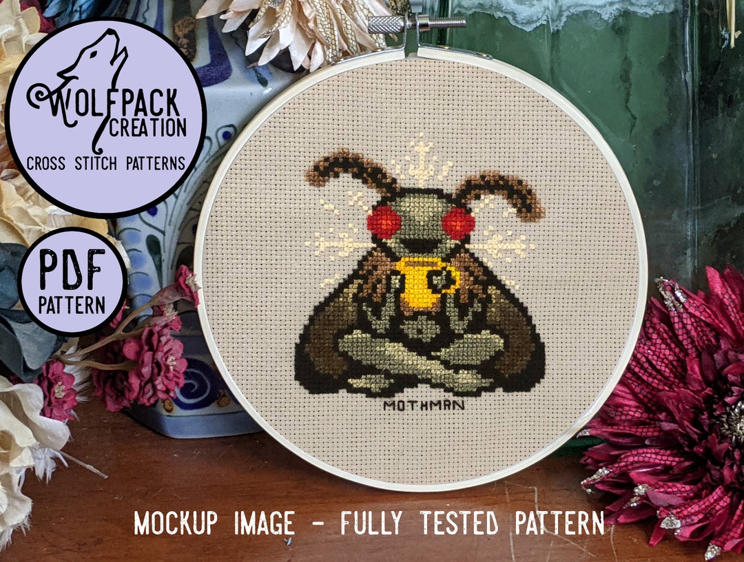 Cozy Cryptid Mothman Cross Stitch Pattern - Etsy
