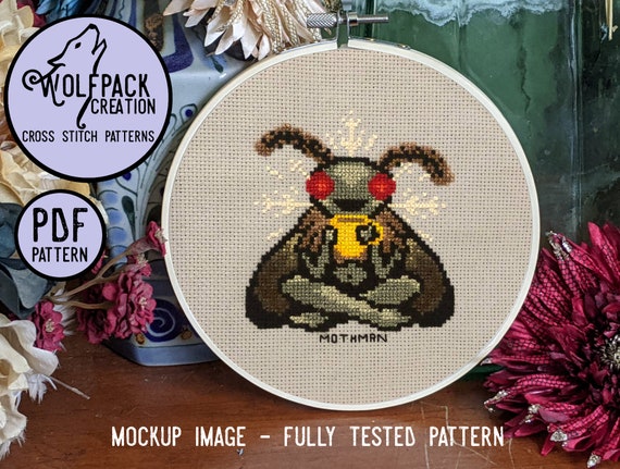 Cozy Cryptid Mothman Cross Stitch Pattern | Etsy