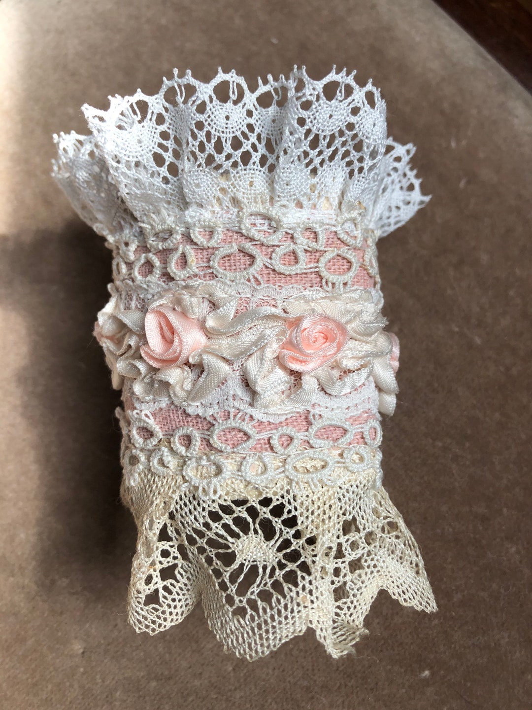 Pale Pink and White Vintage Lace Cuff Bracelet hymn to Sweetness Cuff ...