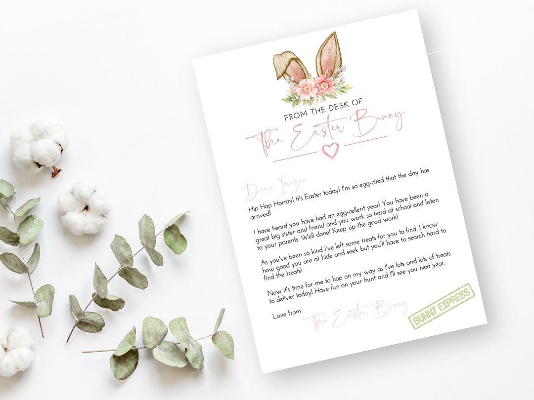 Easter Bunny Letter INSTANT DOWNLOAD Last Minute Easter Gift, Easter ...