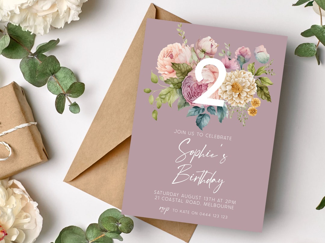 Spring Floral 2nd Birthday Invitation | INSTANT DOWNLOAD | Peony Rose ...