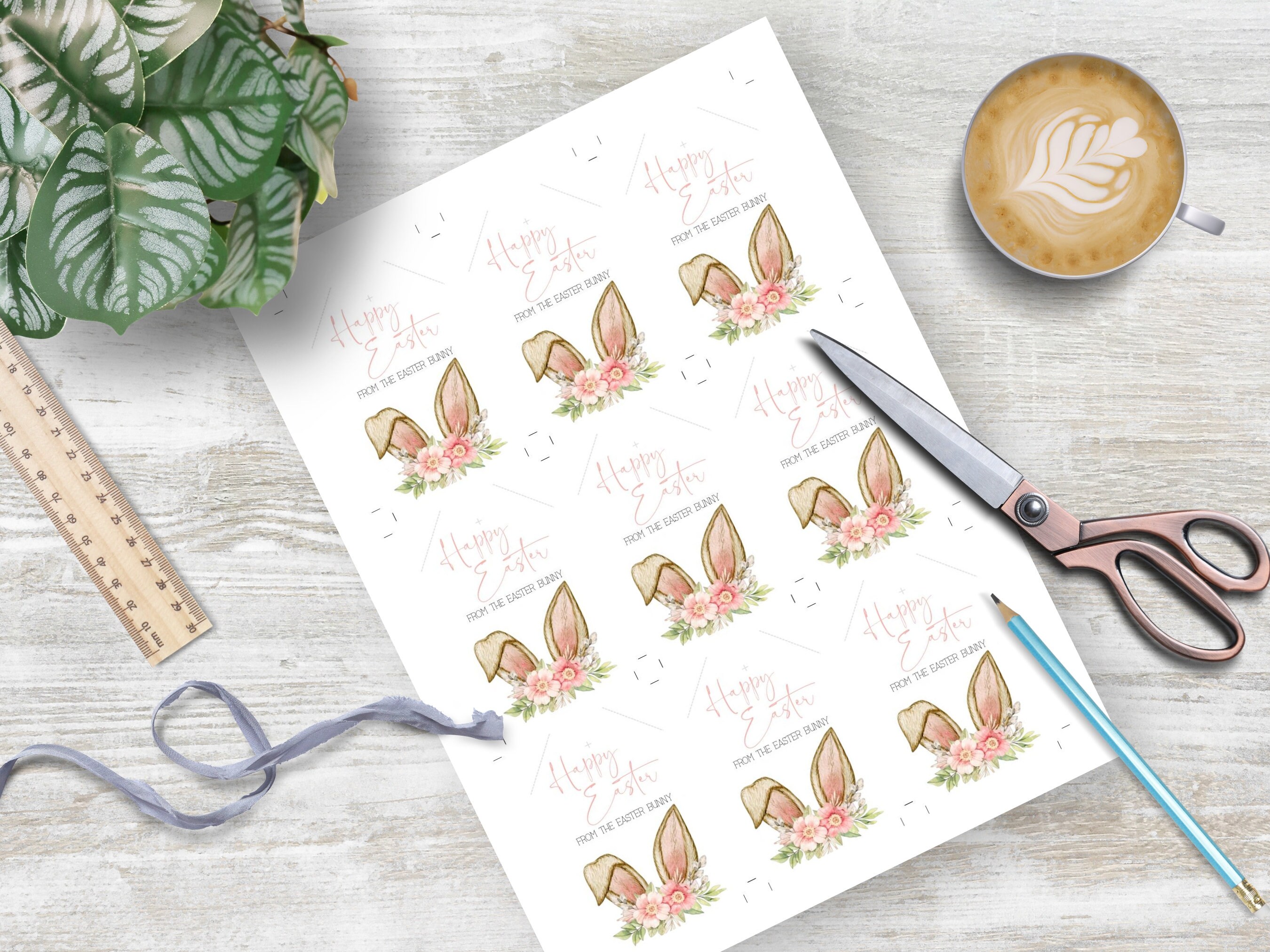 Easter Bunny Ears Gift Tag INSTANT DOWNLOAD Easter Treat Gift, Easter ...