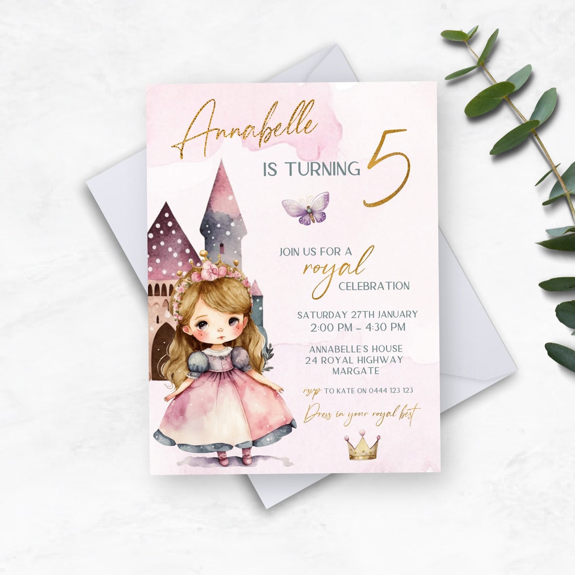 Princess 6th Birthday Invitation | INSTANT DOWNLOAD | Girls Sixth ...