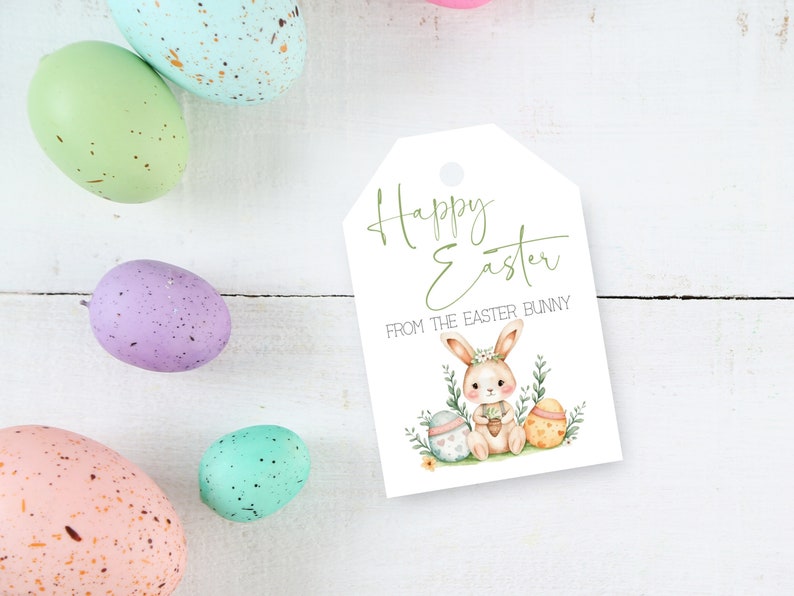 Easter Bunny With Eggs Gift Tag INSTANT DOWNLOAD Easter Treat Gift ...