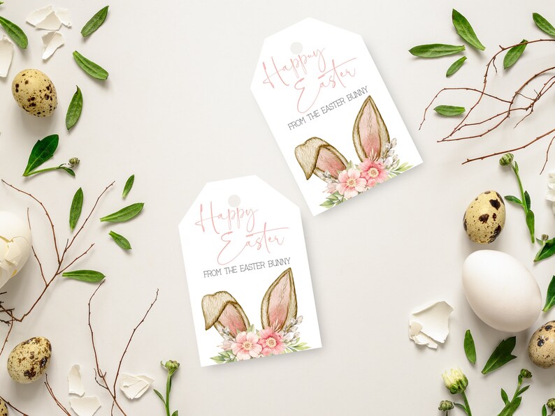 Easter Bunny Ears Gift Tag INSTANT DOWNLOAD Easter Treat Gift, Easter ...