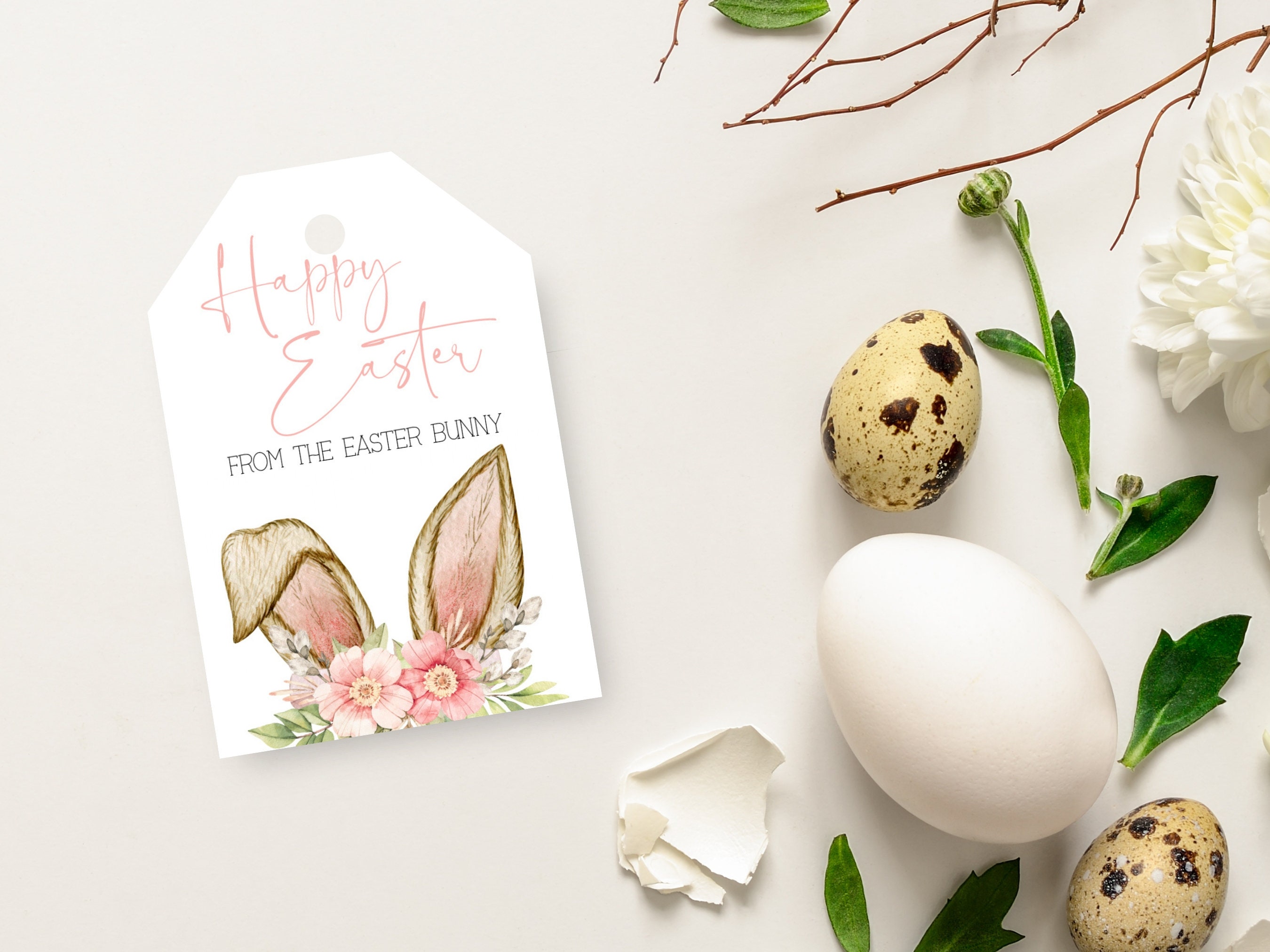Easter Bunny Ears Gift Tag INSTANT DOWNLOAD Easter Treat Gift, Easter ...