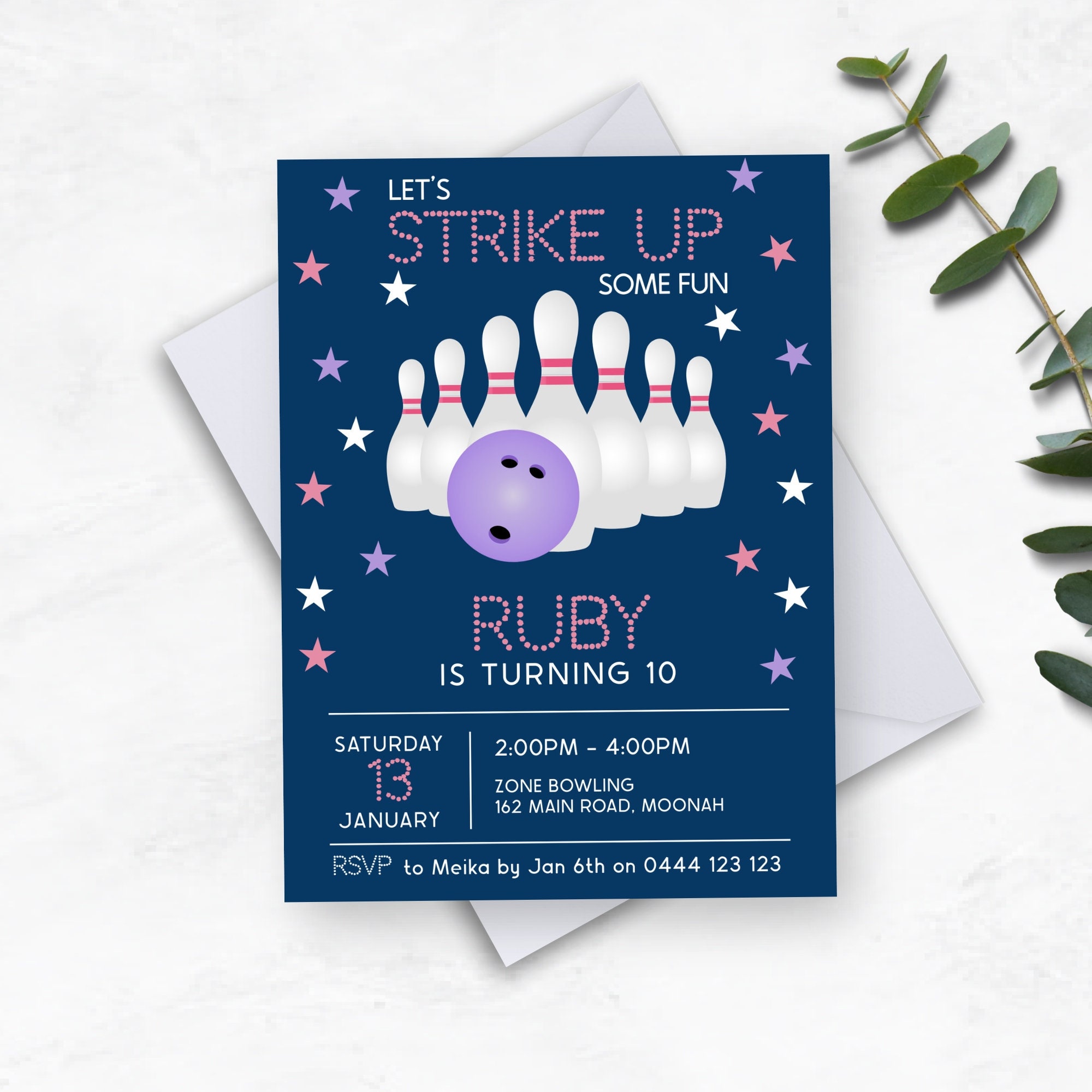 Bowling 10th Birthday Invitation | INSTANT DOWNLOAD | Girls Tenth ...