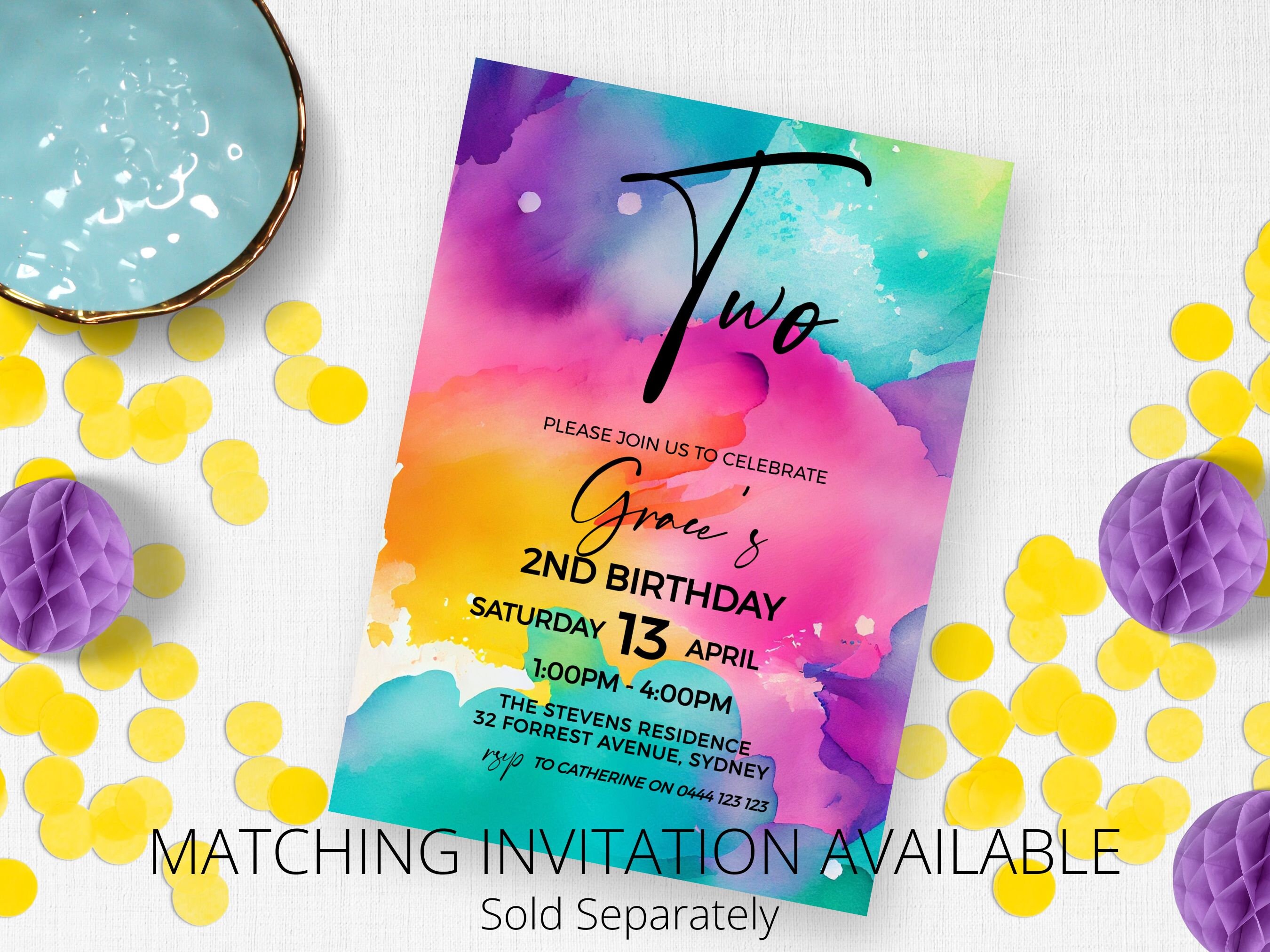 Editable Rainbow Tie Dye Birthday Welcome Sign | INSTANT DOWNLOAD | Any ...