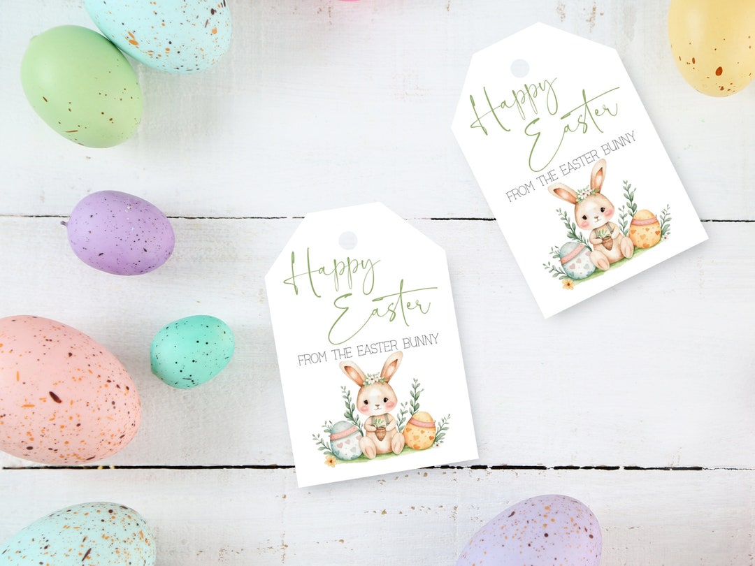 Easter Bunny With Eggs Gift Tag INSTANT DOWNLOAD Easter Treat Gift ...