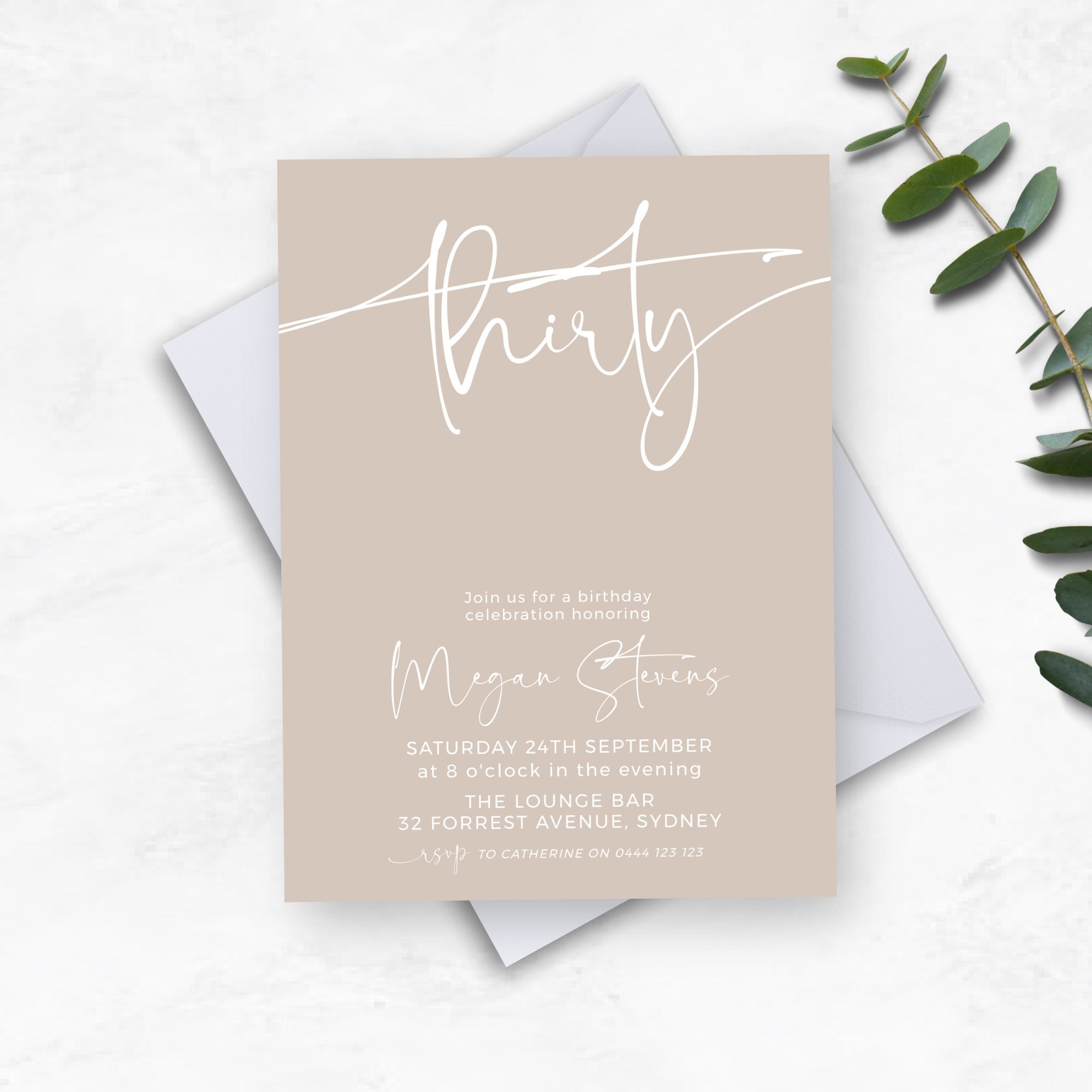 Neutral Tones 30th Birthday Invitation INSTANT DOWNLOAD Beige Minimal ...