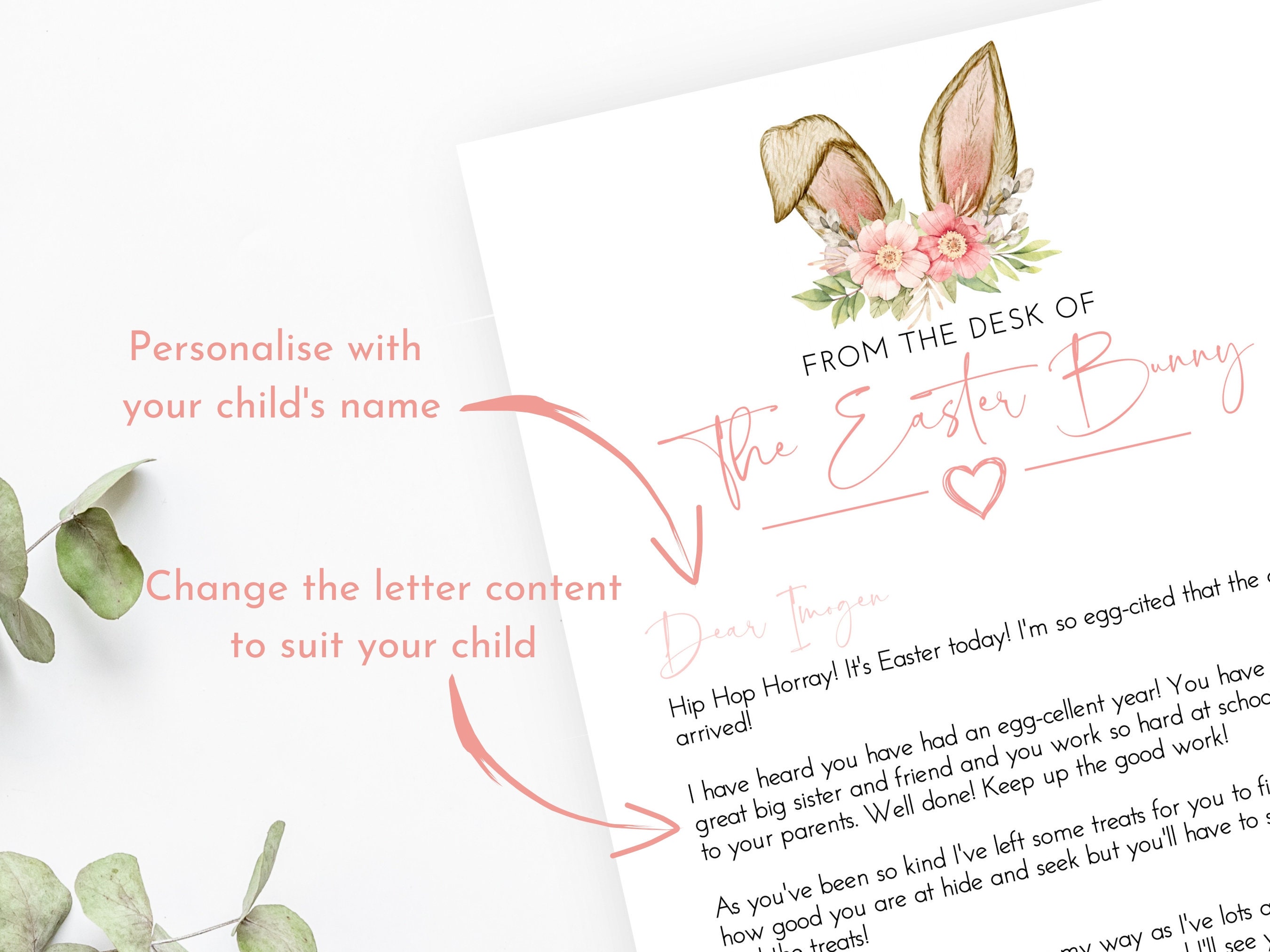 Easter Bunny Letter INSTANT DOWNLOAD Last Minute Easter Gift, Easter ...