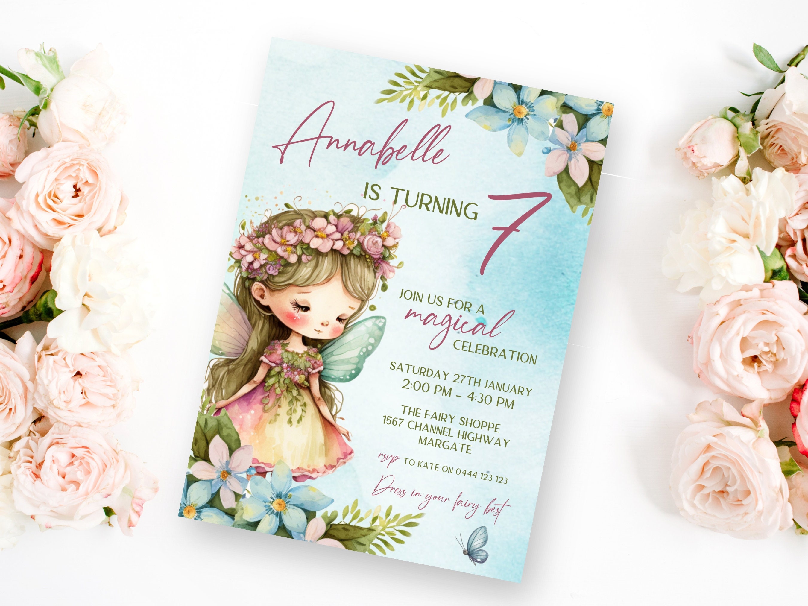 Fairy 7th Birthday Invitation | INSTANT DOWNLOAD | Girls Seventh Party ...