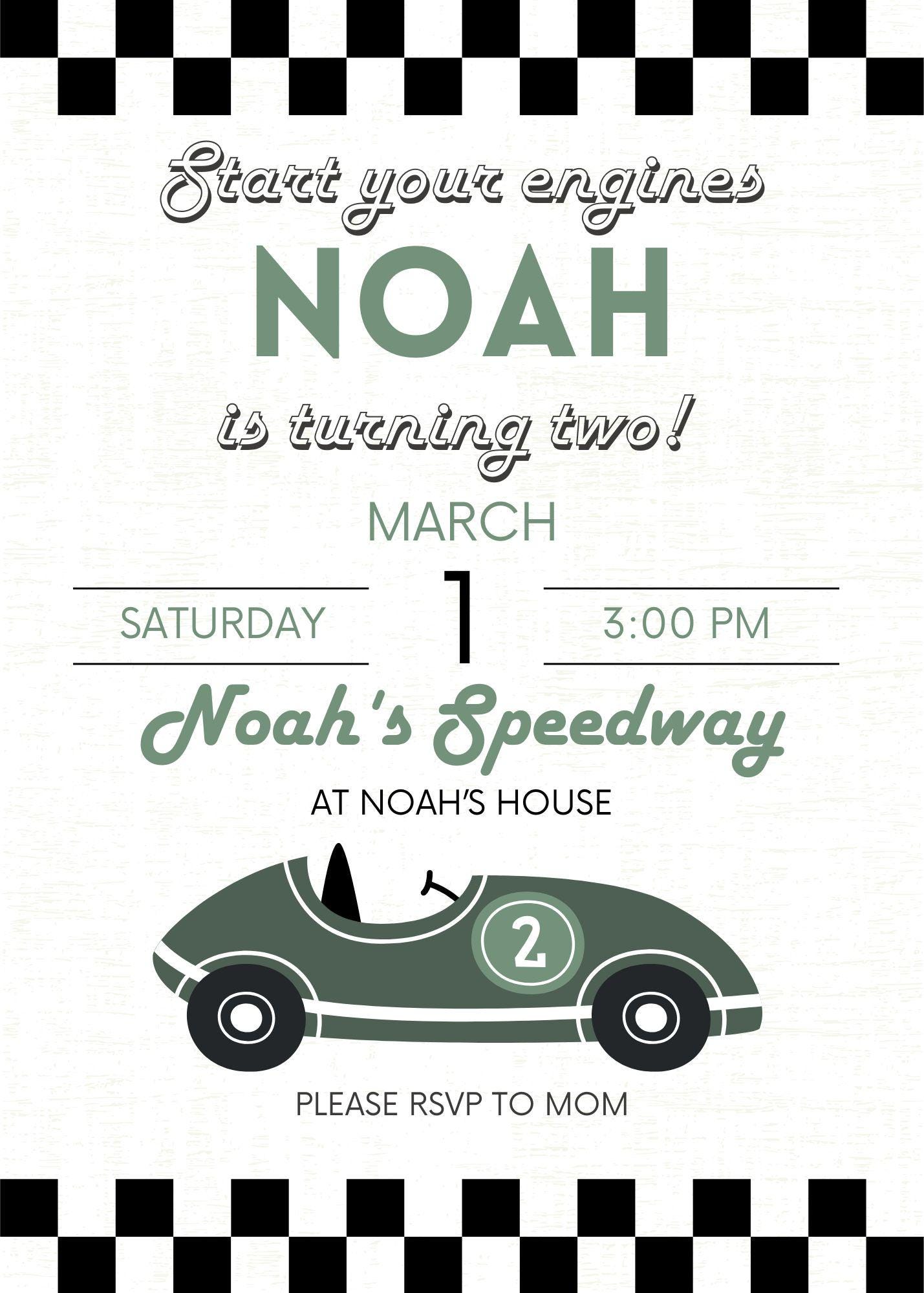 Race Car Birthday Party Invitation - Etsy