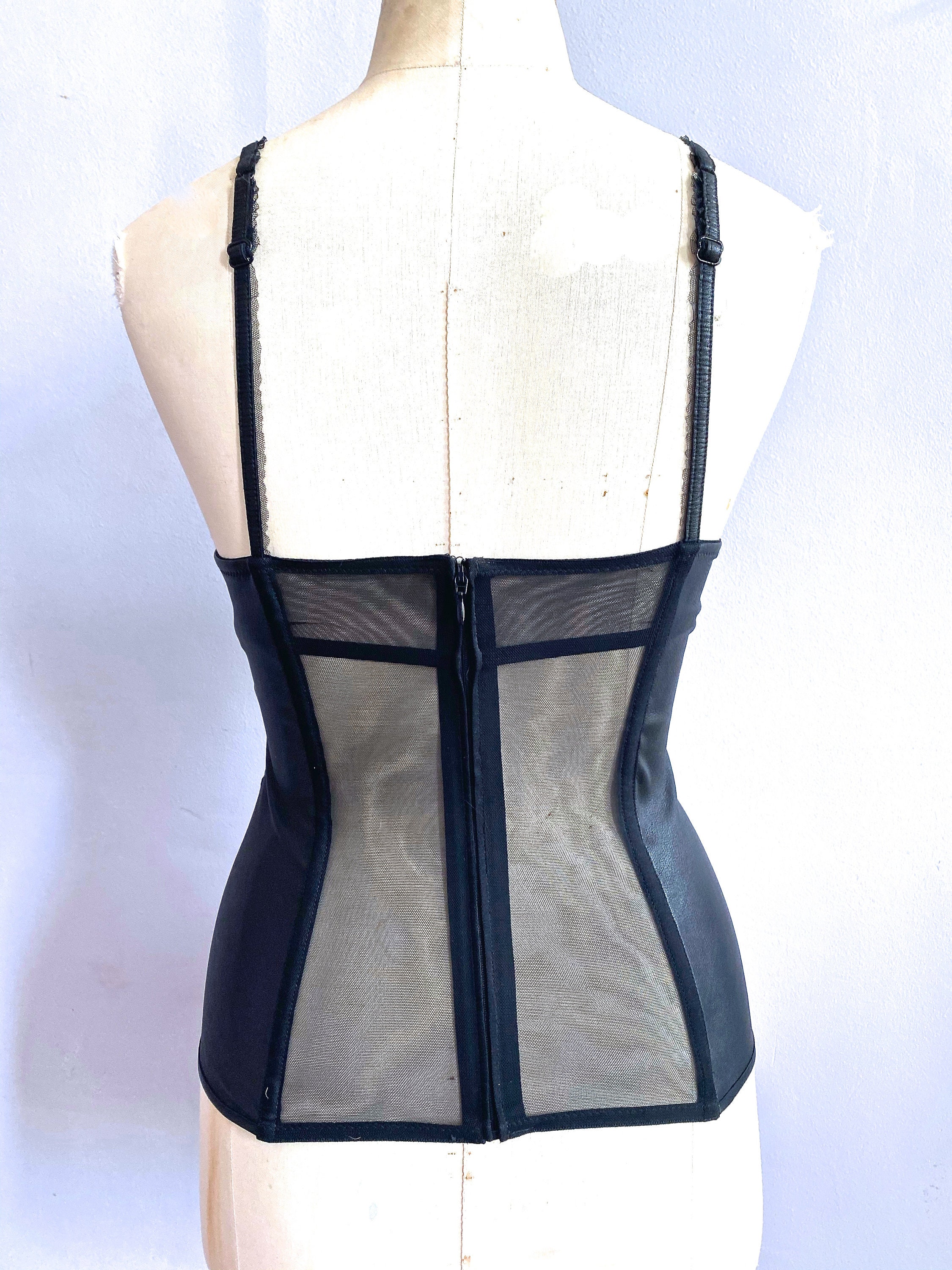 La Perla Black Lace and Leather Bustier La Perla Black Leather and Lace ...
