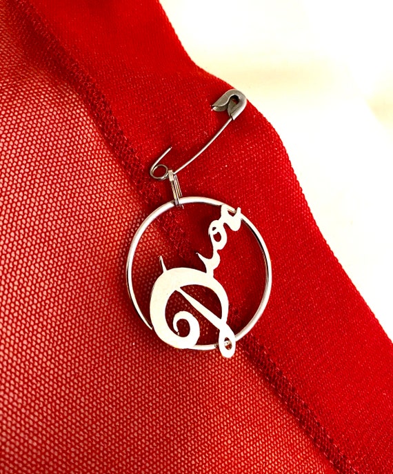 Vintage Dior silver charm Dior script pin by John Gal… - Gem