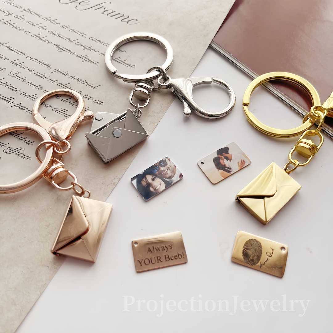 Personalized Envelope Keychain,photo Keychain,locket Keychain, Message ...