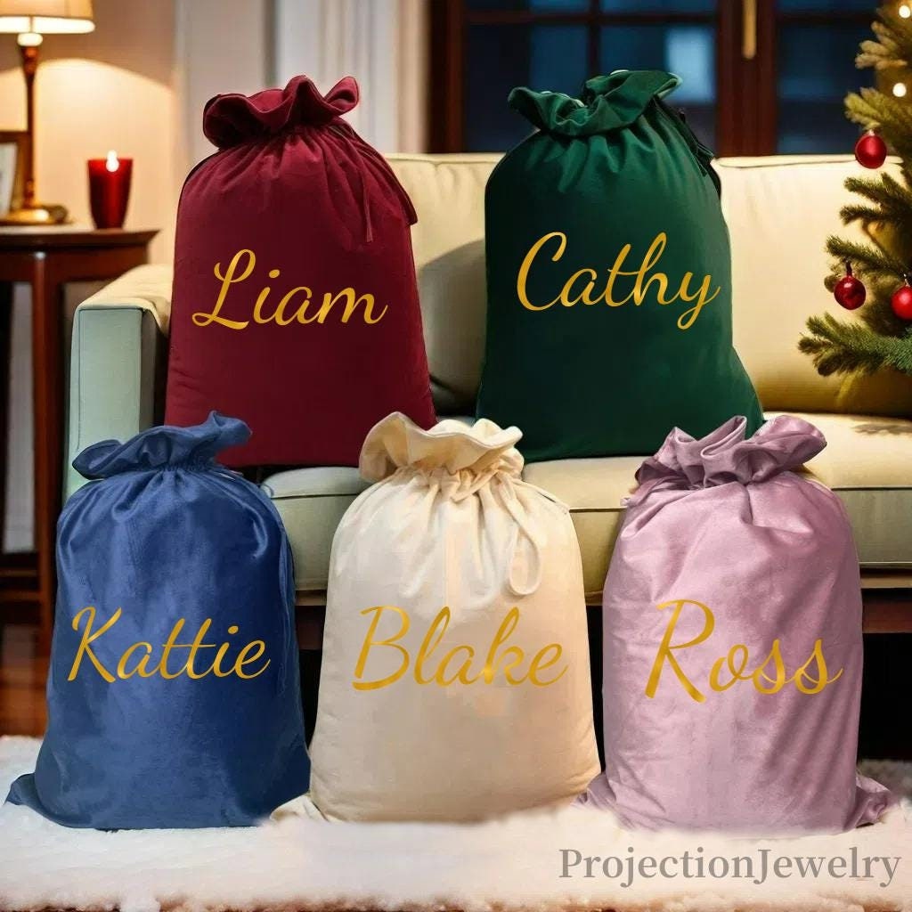 Personalized Velvet Santa Sack, Large Christmas Gift Bag - Etsy