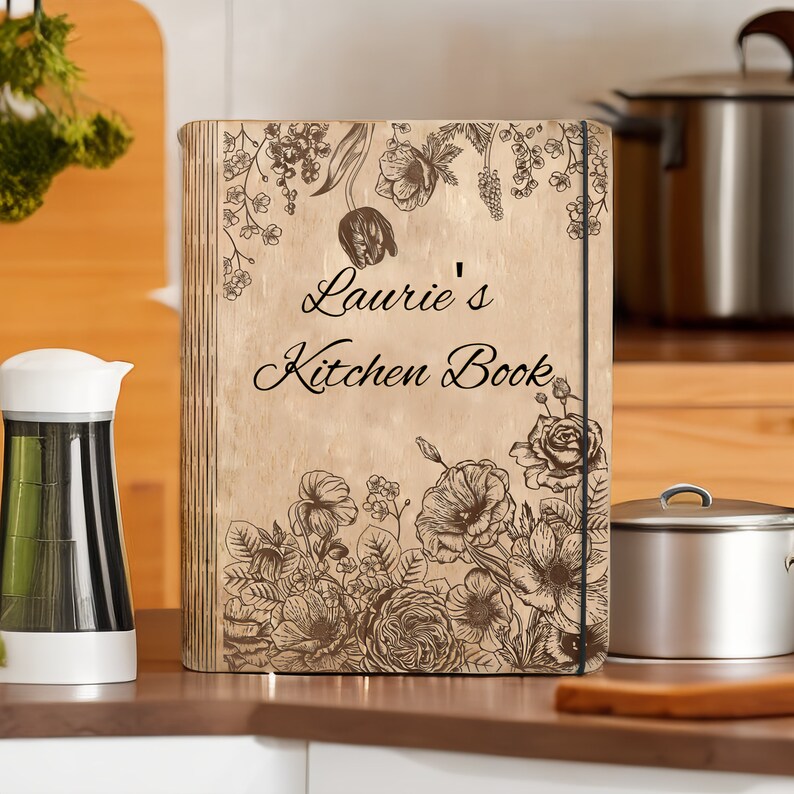 Custom Recipe Book, Wooden Journal, Blank Recipe Book, Family Recipe ...