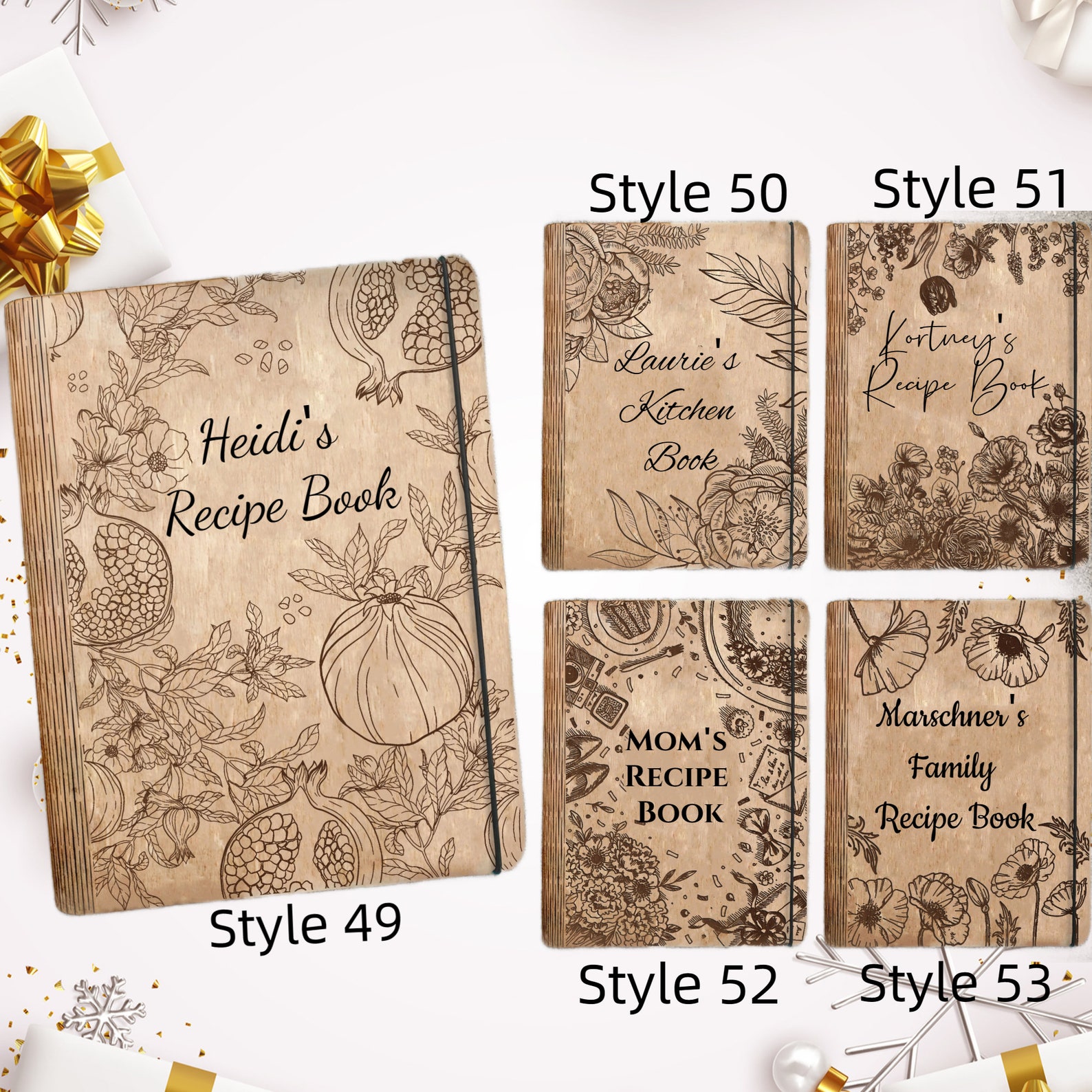 Custom Recipe Book, Wooden Journal, Blank Recipe Book, Family Recipe ...