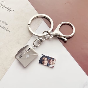 Personalized Photo Keychain,locket Keychain, Envelope Keychain, Message ...