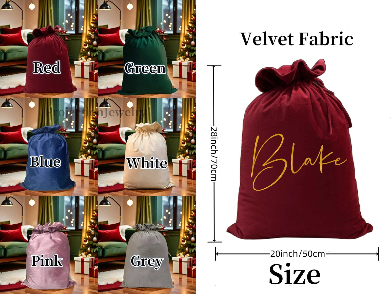 Personalized Velvet Santa Sack, Large Christmas Gift Bag - Etsy