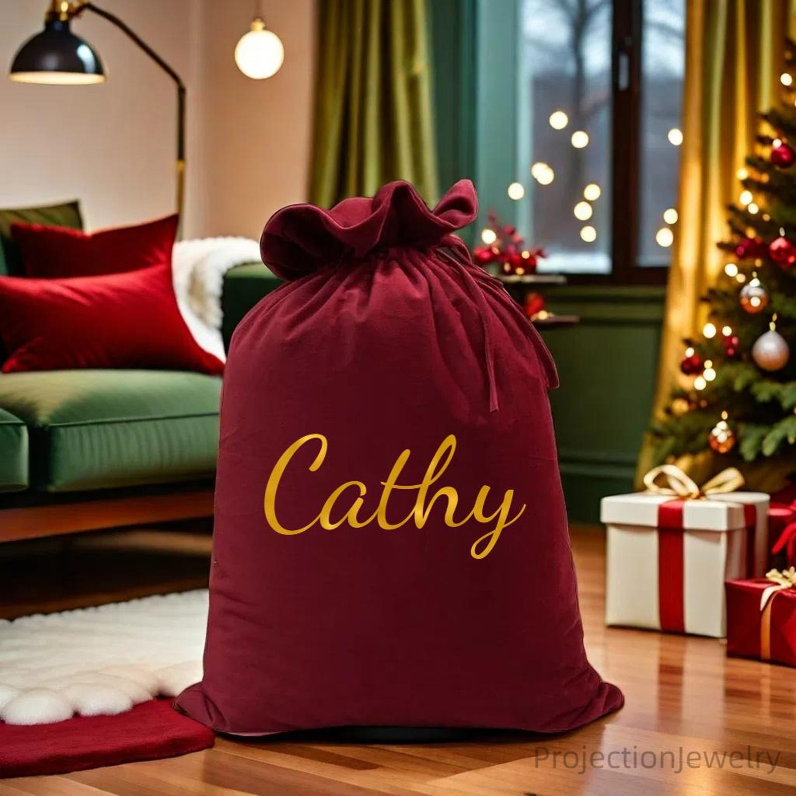 Personalized Velvet Santa Sack, Large Christmas Gift Bag - Etsy
