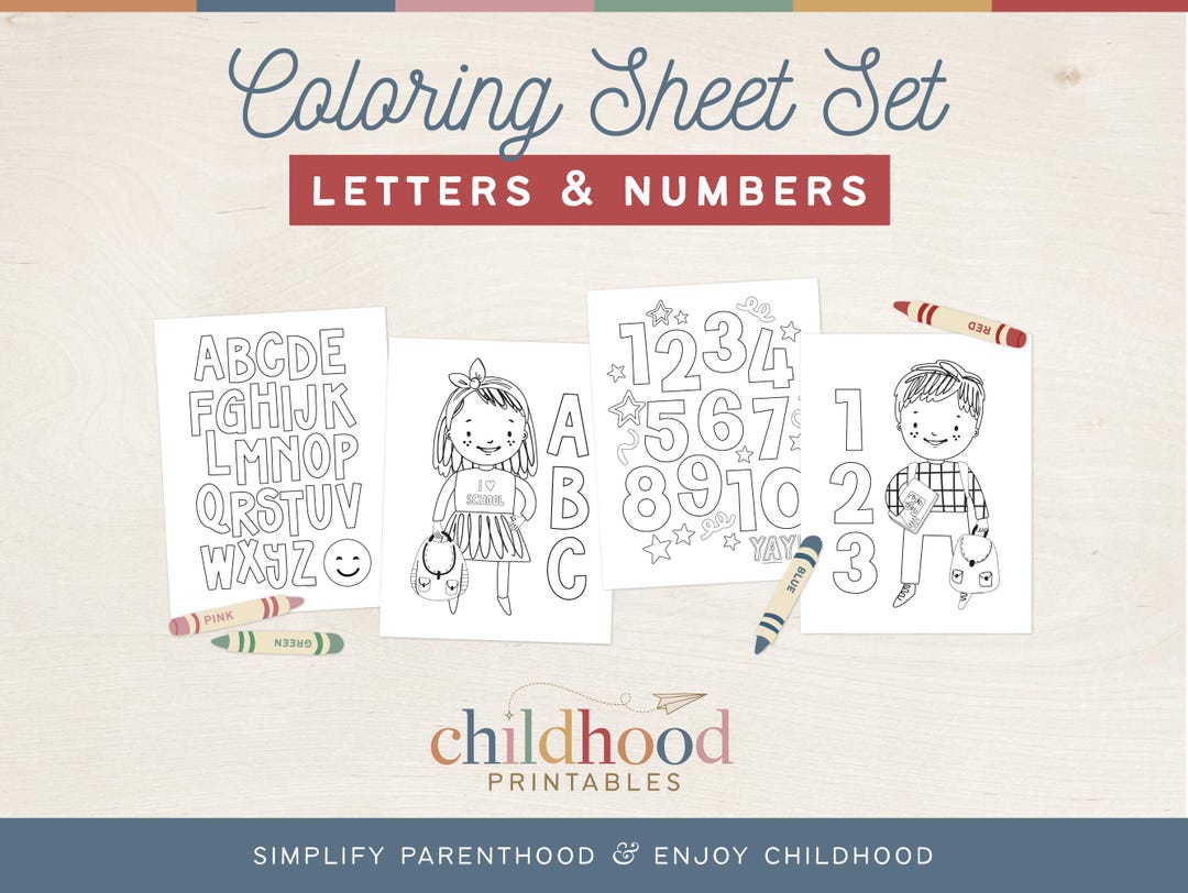 Alphabet & Number Coloring Pages: Back to School Printable (digital ...