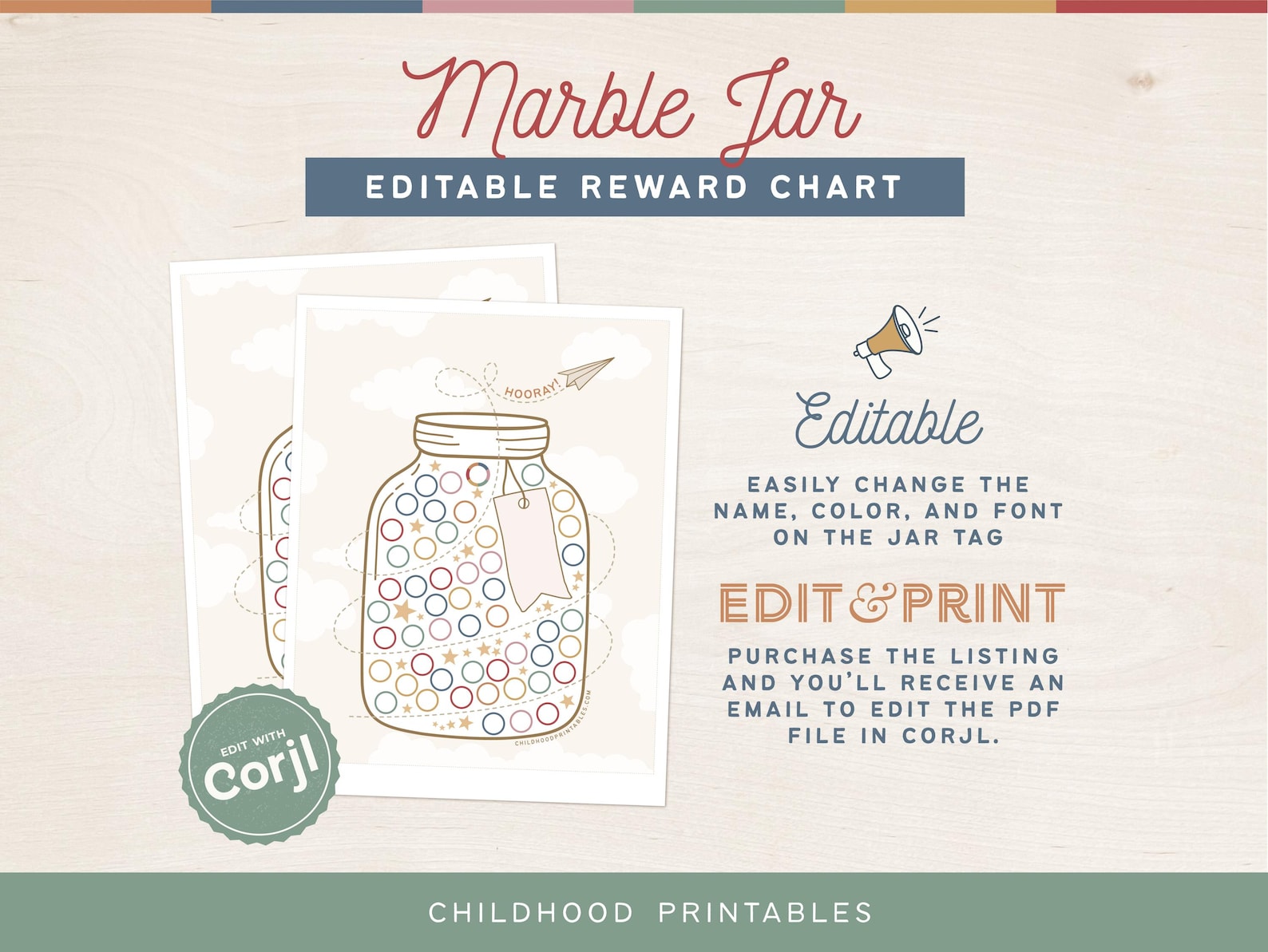 Instant Download, Marble Jar Reward Chart for Kids, Kids Routine Chart ...