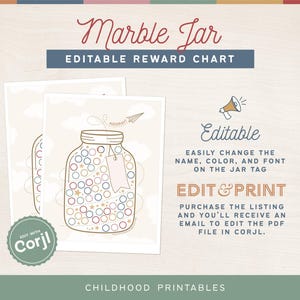 Instant Download, Marble Jar Reward Chart for Kids, Kids Routine Chart ...