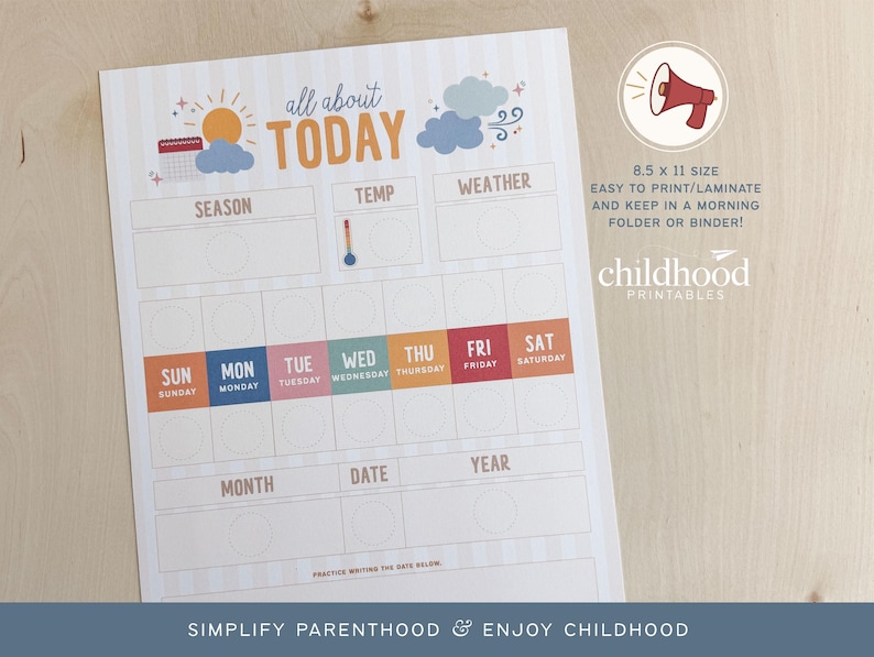 All About Today Daily Calendar Printable: Homeschool Morning Board ...