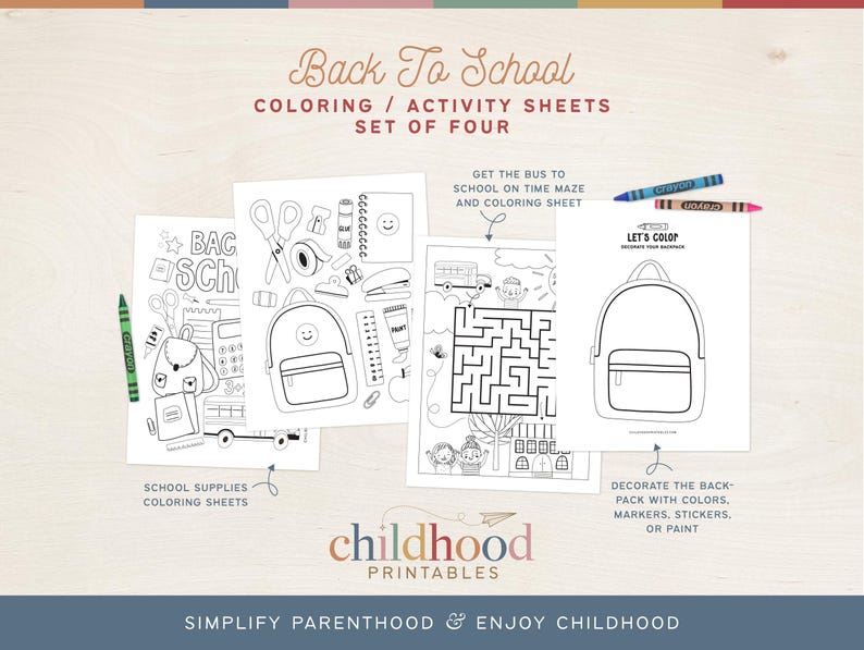 Back to School Coloring Pages: School Supplies Activity Sheets (digital ...